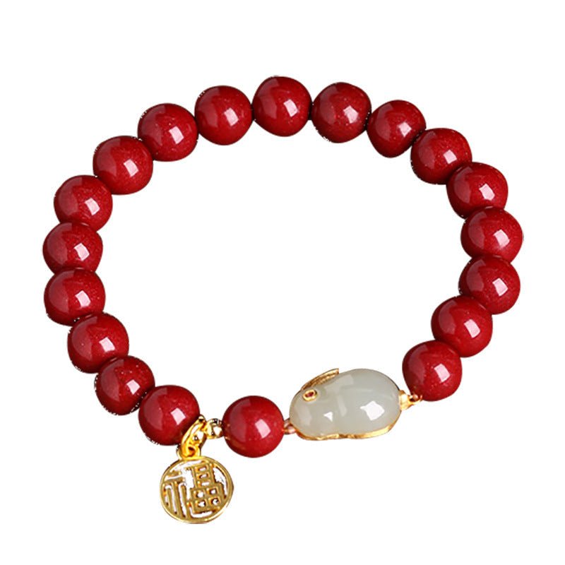 Cinnabar Jade Rabbit Bracelet - Buddha Power Store
