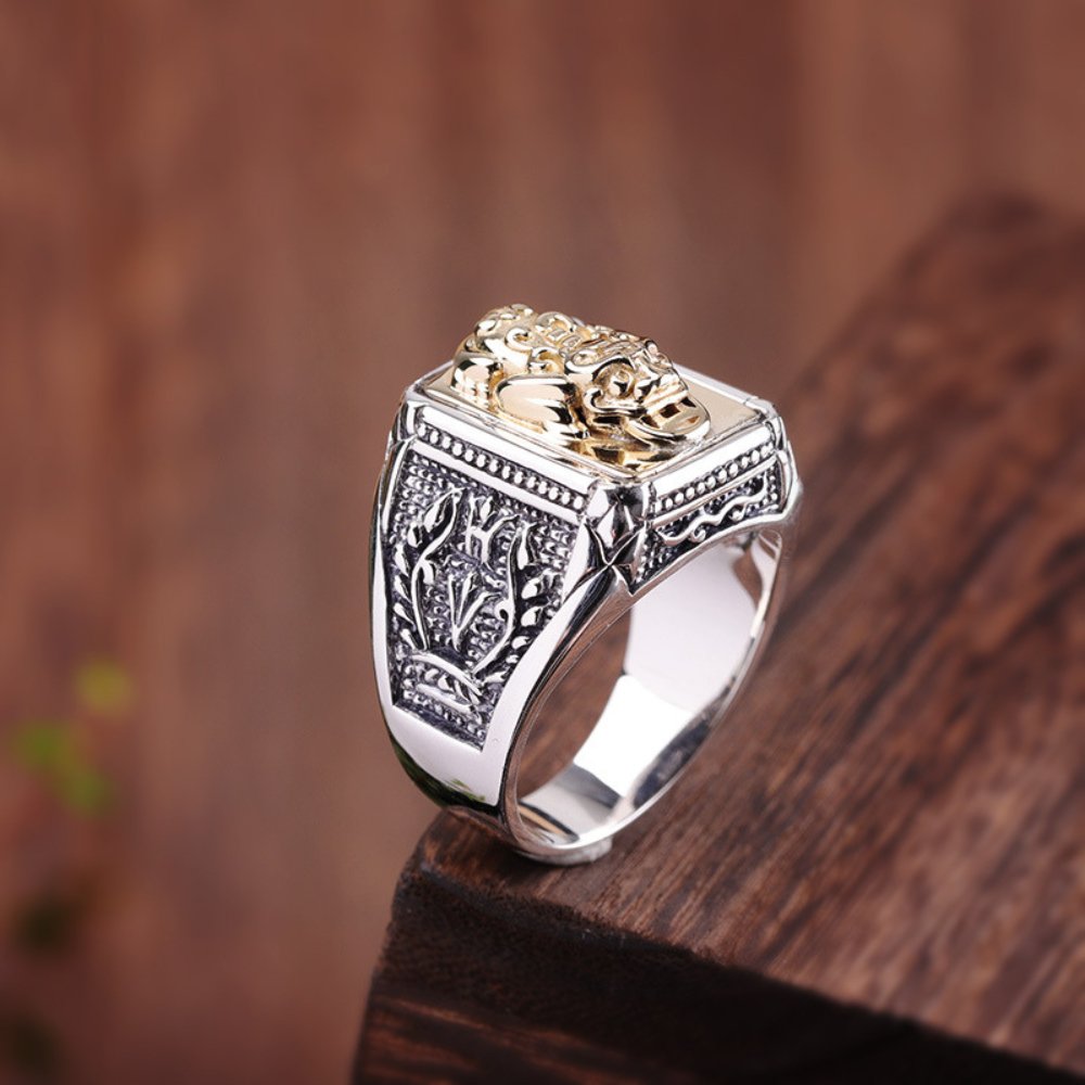 Feng Shui Pixiu Silver Ring - Buddha Power Store
