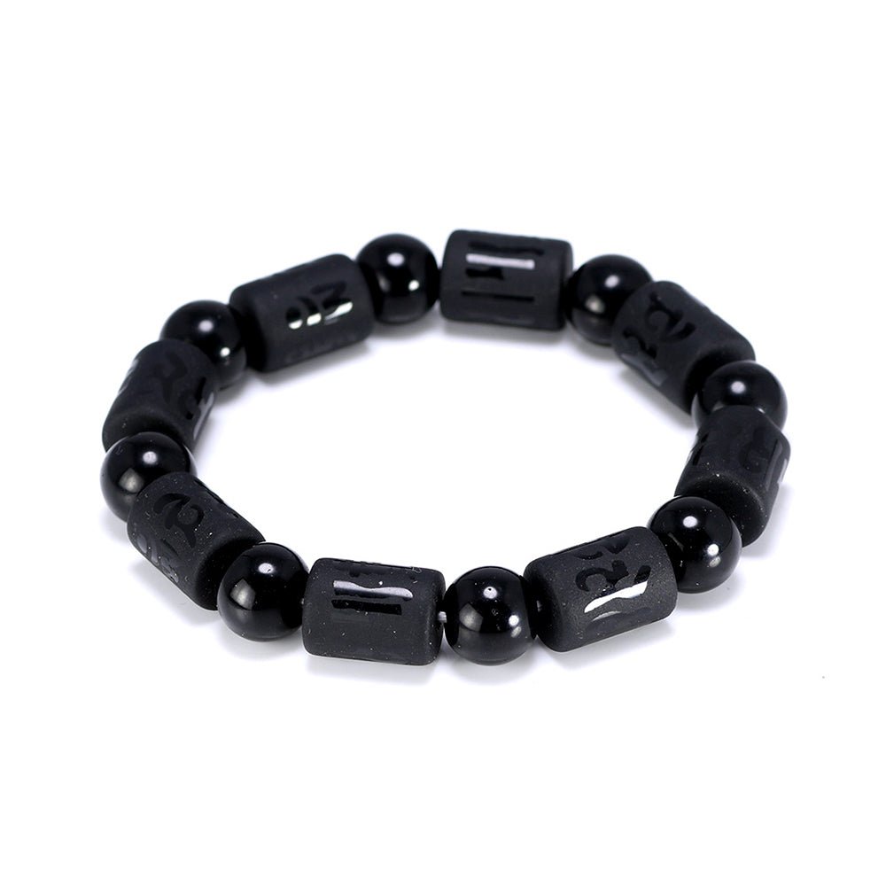 Natural Matte Obsidian Stones Energy Healing Mantra Bracelet - Buddha ...
