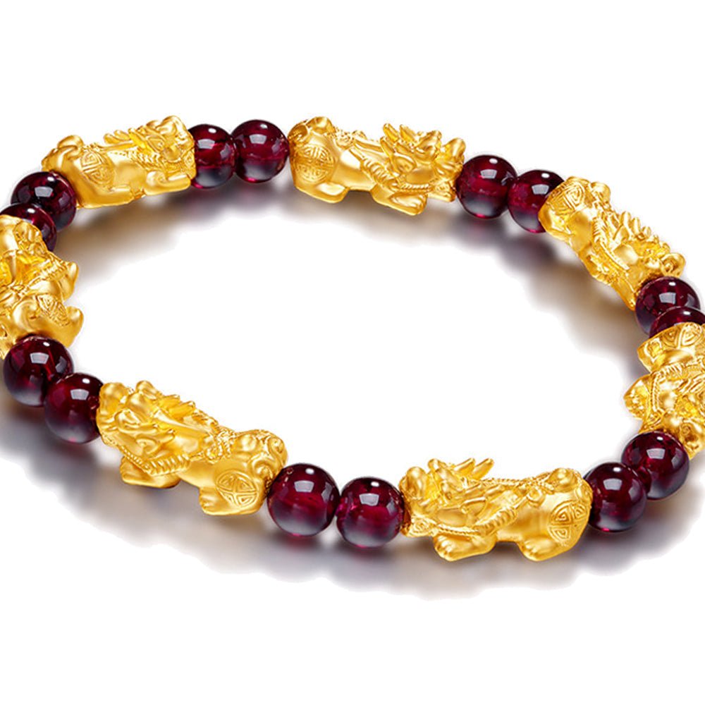 Red Garnet Lucky Pixiu Wealth Bracelet - Buddha Power Store