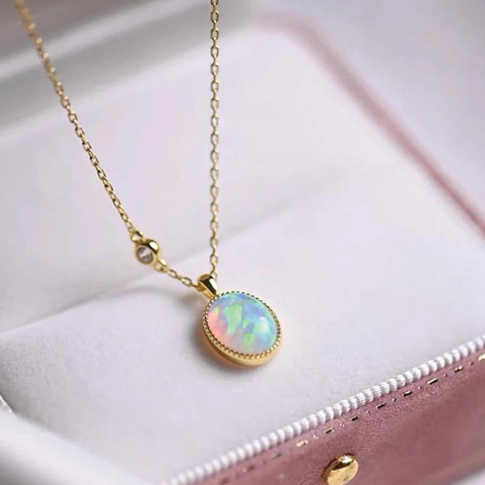 Snow White Opal Charm Necklace - Buddha Power Store