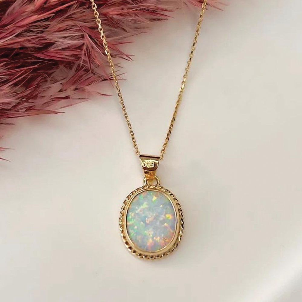 Snow White Opal Charm Necklace - Buddha Power Store