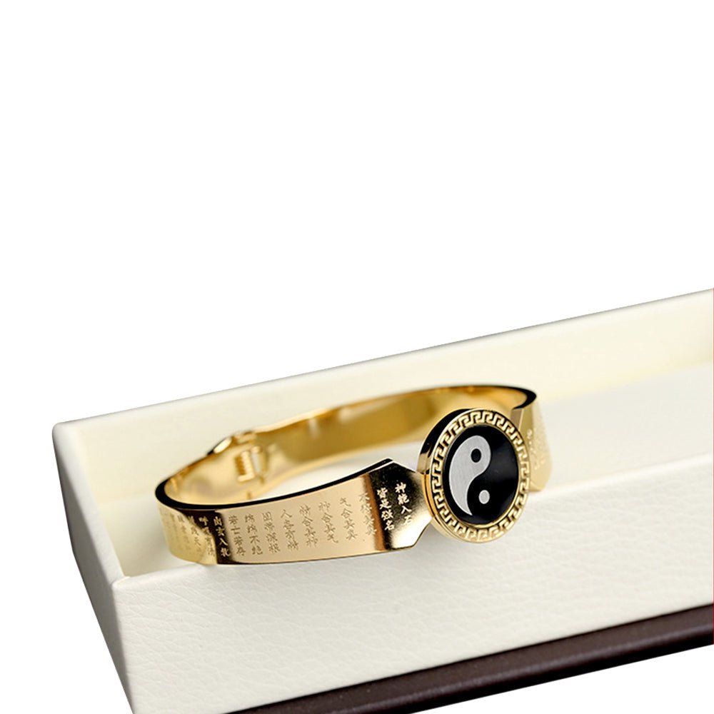 Yin & Yang Energy Spell Mantra Titanium Steel Bangle - Buddha Power Store